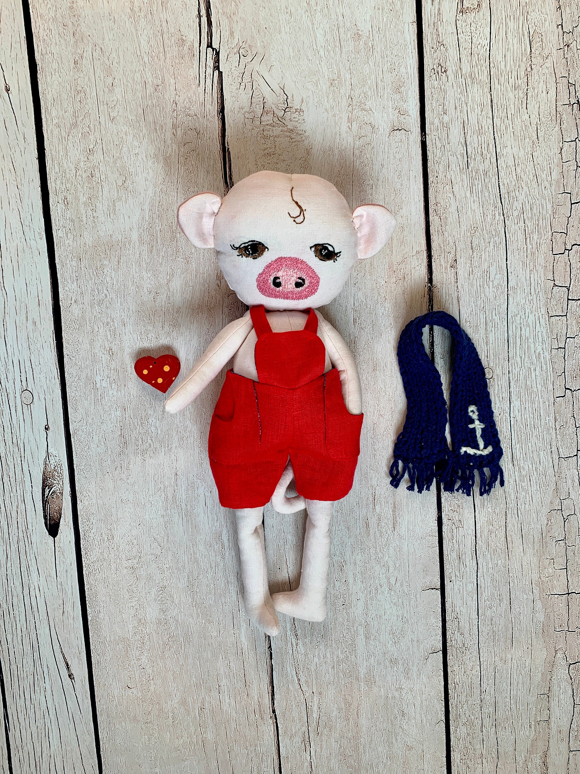 Dreamy Sailor Piglet an Exciting Toy Made of Linen Colored - Etsy