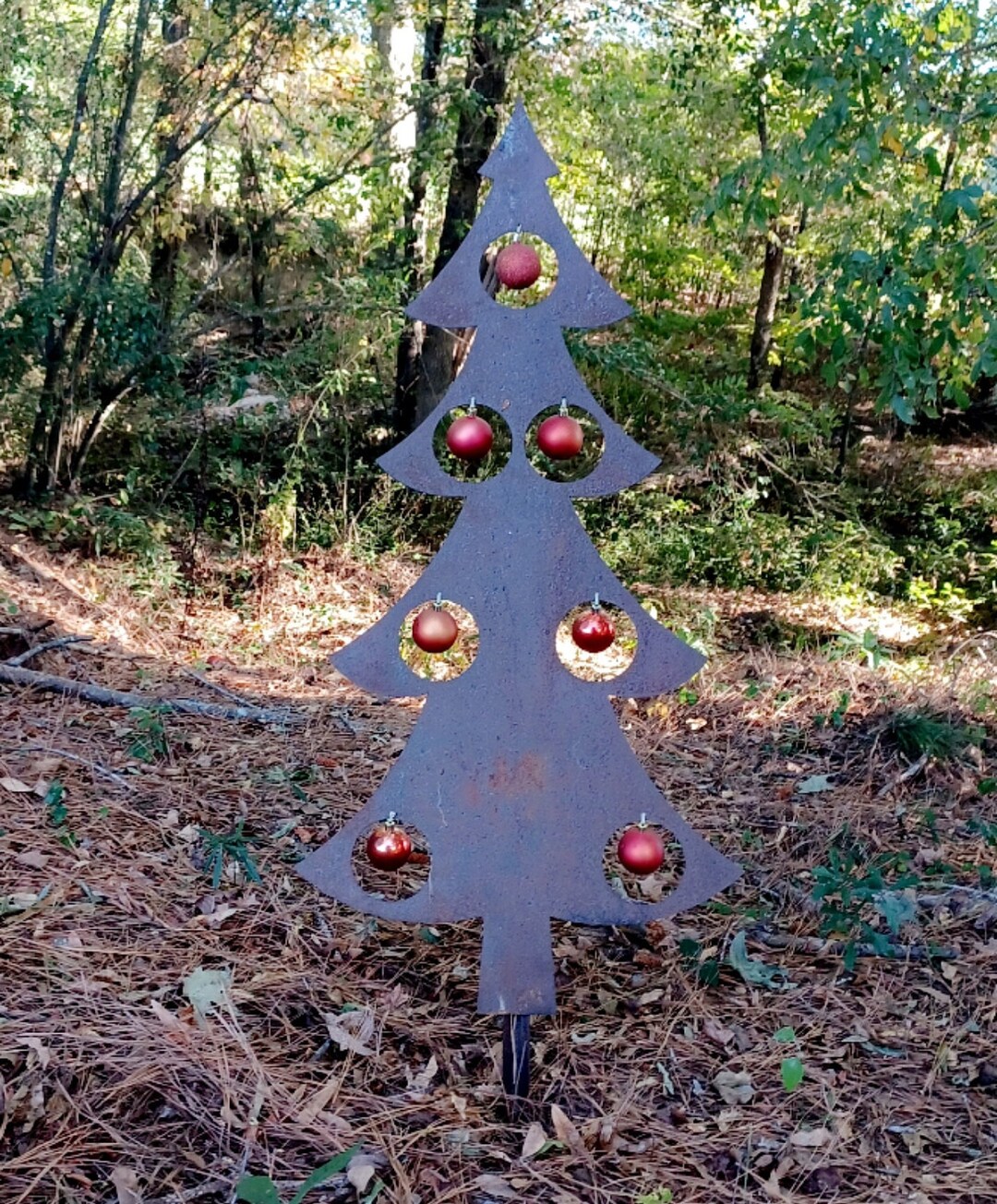 Metal Christmas Tree W/ Cut-outs to Hang Ornaments, 3'-10" Tall X 1'-10 ...