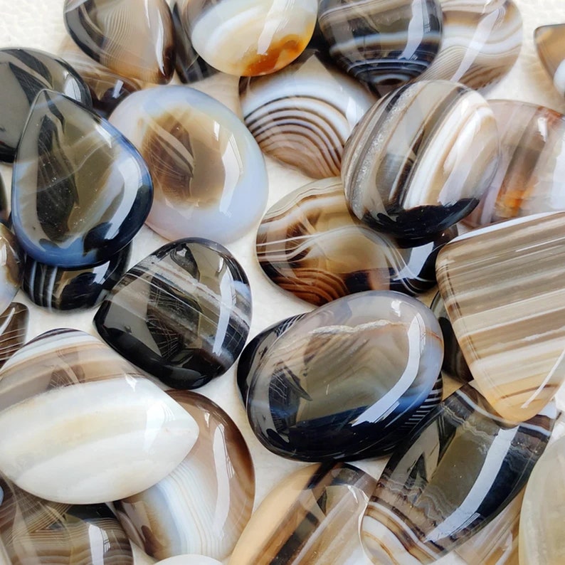 Banded Agate Stone Black Banded Agate Bulk Gemstone Natural - Etsy