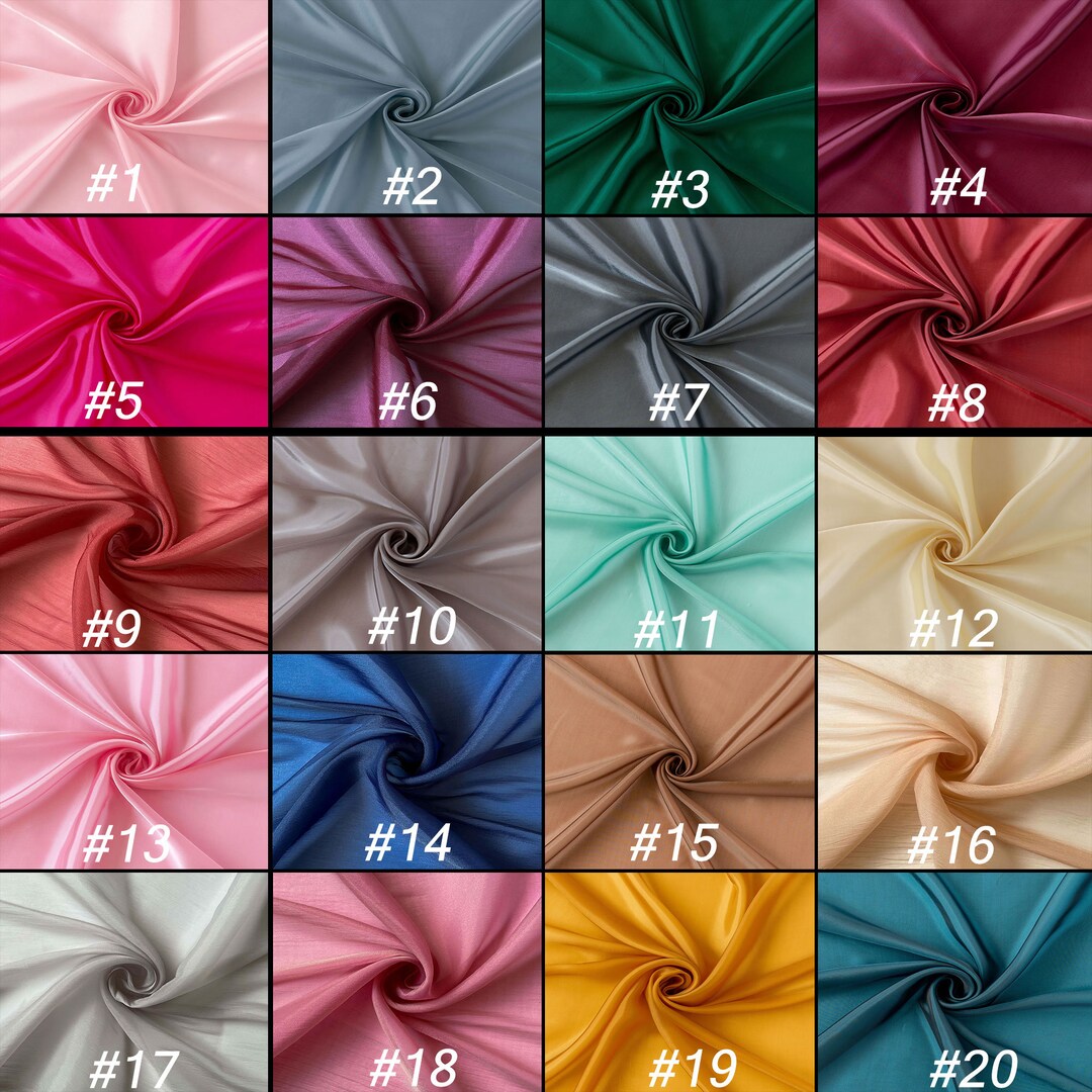 20 Colors Silk Organza Fabric, Sheer Organza Fabric, Lightweight ...