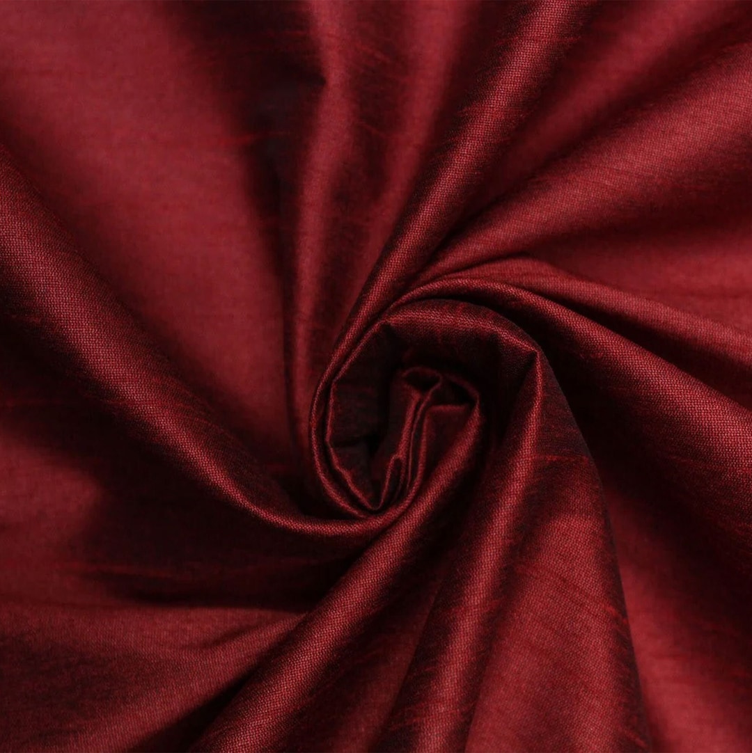 Maroon Silk Dupioni Fabric, Pure Silk Fabric, Handloom Raw Dupioni Silk ...