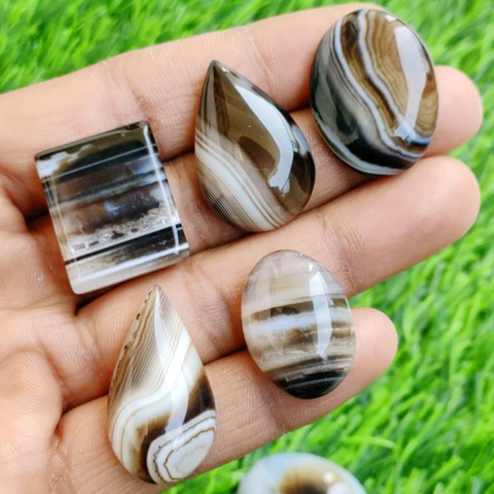 Banded Agate Stone Black Banded Agate Bulk Gemstone Natural - Etsy