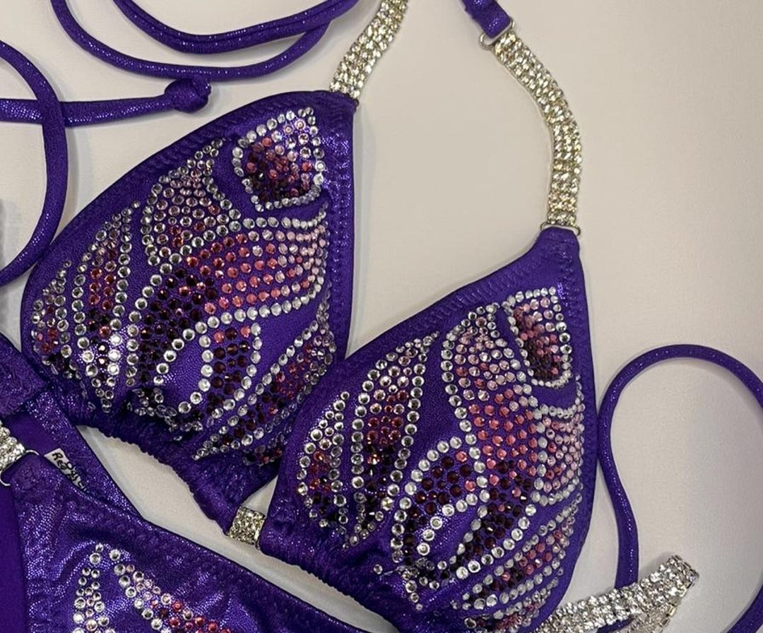 Purple Posing Figure Suit Bikini Custom Made With Rhinestone NPC IFBB ...