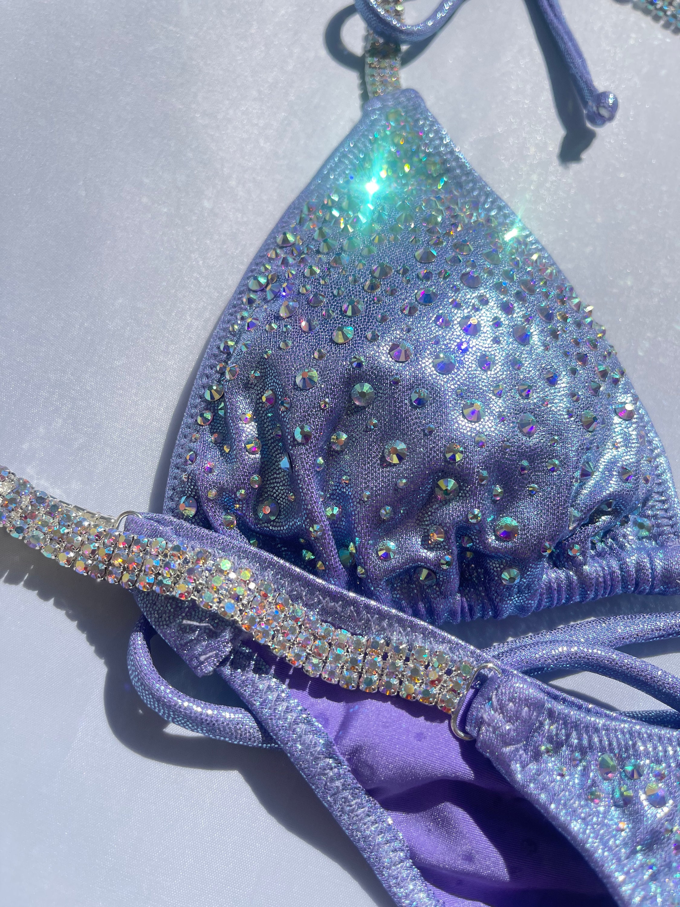 Purple Lavender Rhinestone Competition Bikini Posing Suit Custom Made ...