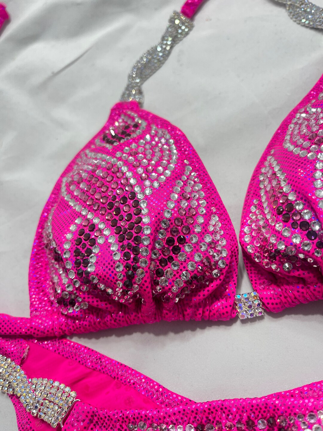 Custom Hot Pink Rhinestone Competition Bikini: IFBB NPC Posing Suit - Etsy