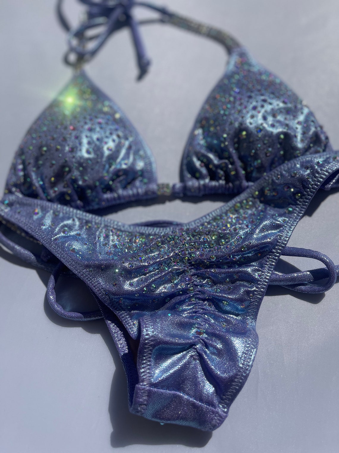 Purple Lavender Rhinestone Competition Bikini Posing Suit Custom Made ...