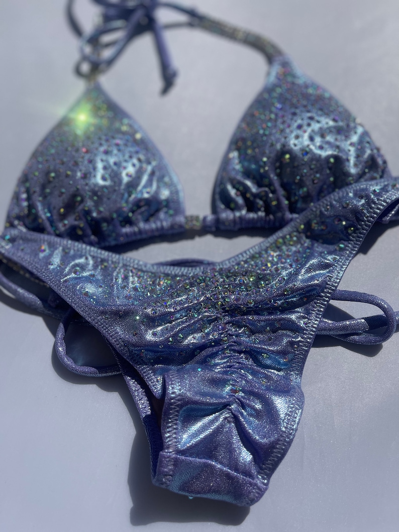 Purple Lavender Rhinestone Competition Bikini Posing Suit Custom Made ...