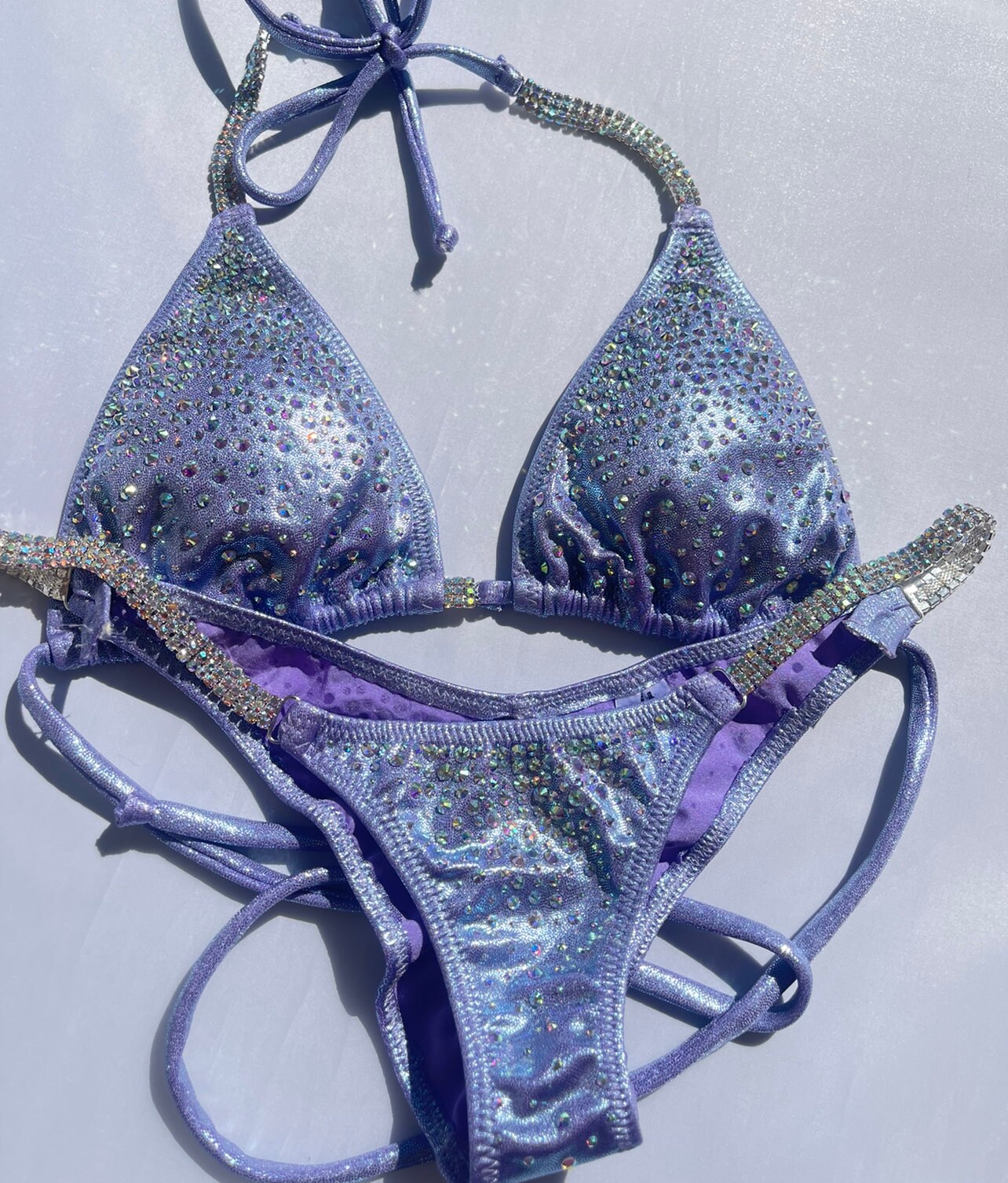 Purple Lavender Rhinestone Competition Bikini Posing Suit Custom Made ...
