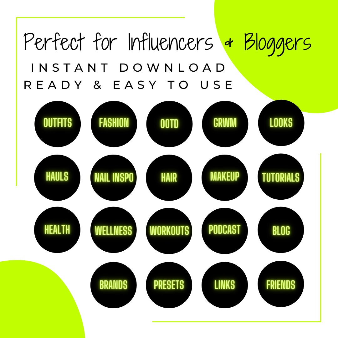 Neon Yellow Instagram Highlight Covers Pack of 90 Yellow Story ...