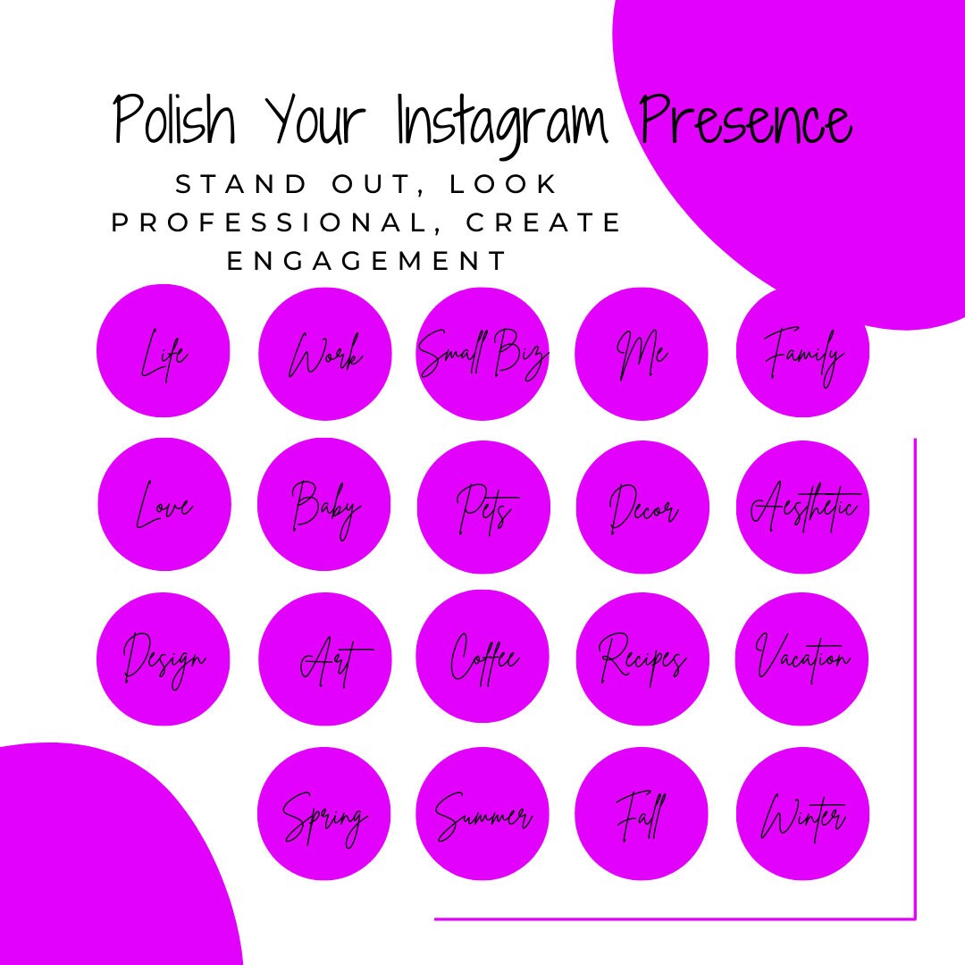 Influencer Instagram Highlight Covers Pack of 90 Black and Hot Purple ...