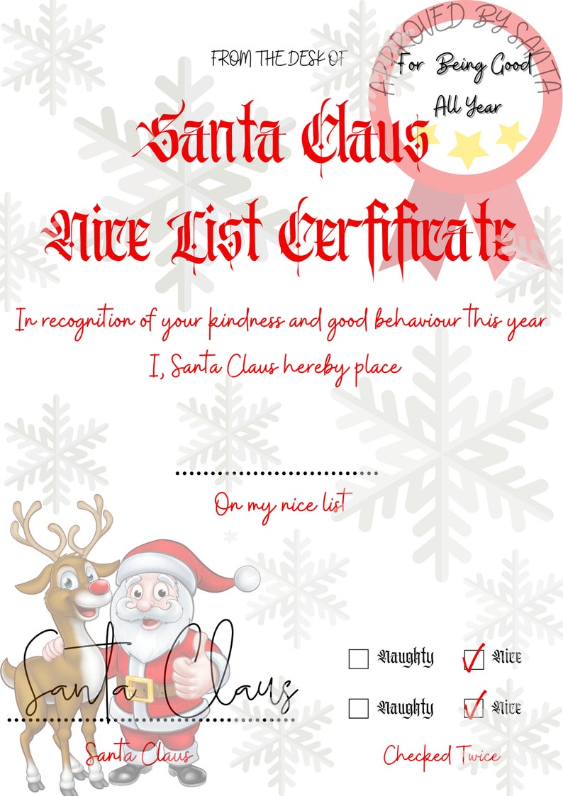 Santa's Nice List Certificate - Etsy