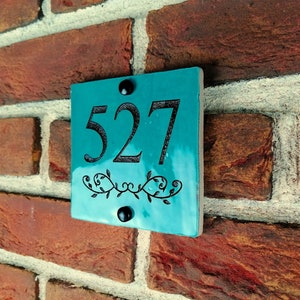 Engraved Ceramic Wall Tile Address Sign | Irish Handmade Square Door ...