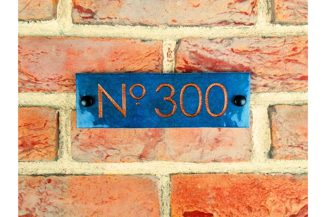 Engraved Blue Ceramic Wall Tile | Address Sign Irish Handmade Door ...