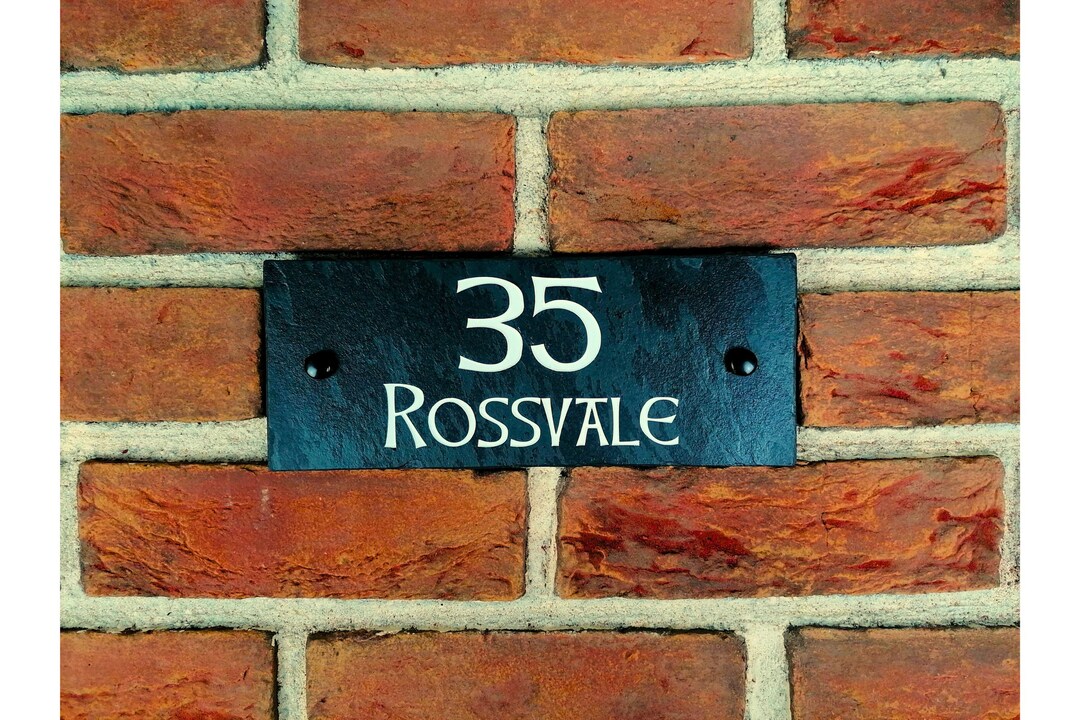 Rustic Handmade Deep Engraved | Natural Slate House Sign Plaque | Door ...