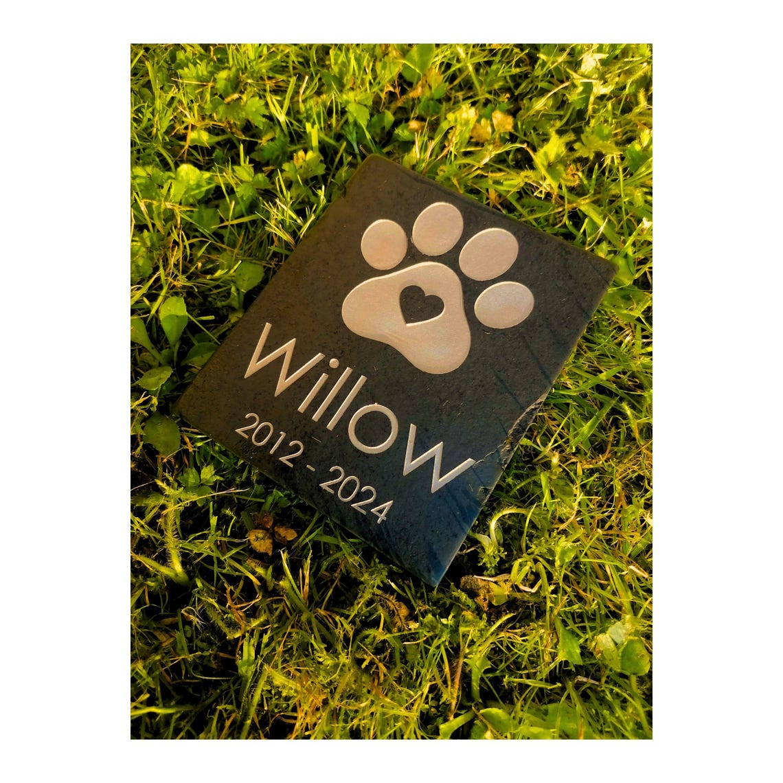 Personalised Custom Pet Paw Print | Engraved Natural Slate Memorial ...