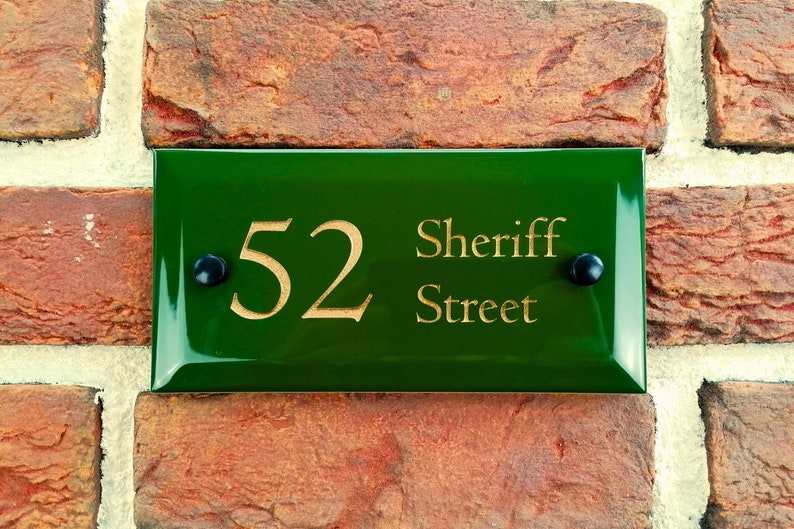 Engraved Emerald Green Ceramic Wall Tile Address Sign Irish Handmade ...