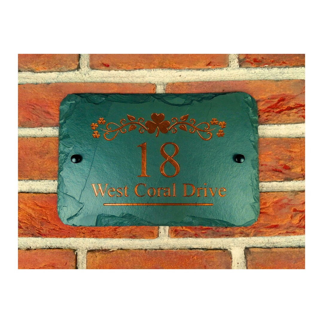 Handmade Deep Engraved Rustic Natural Slate | House Sign Plaque Door ...