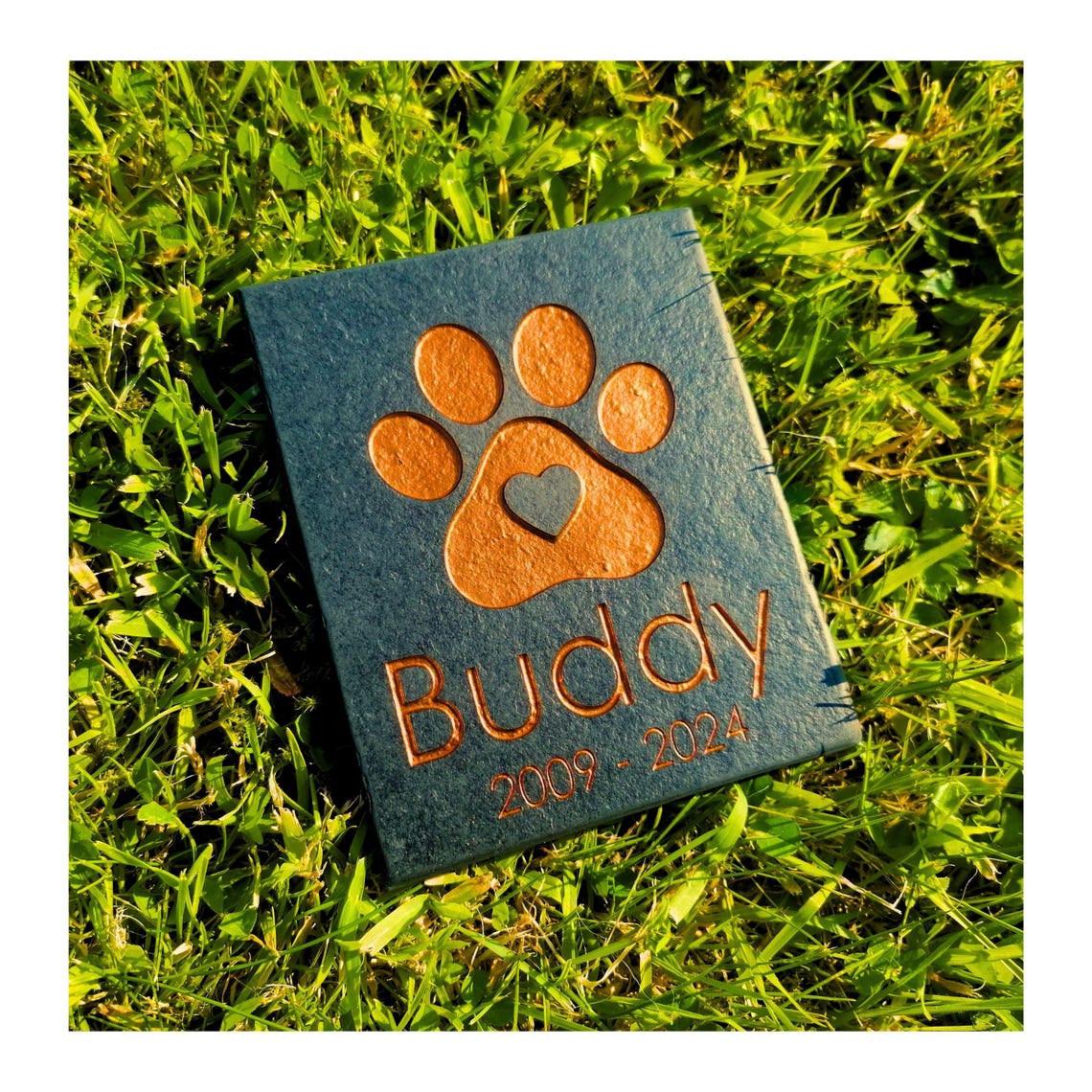Personalised Custom Pet Paw Print | Engraved Natural Slate Memorial ...