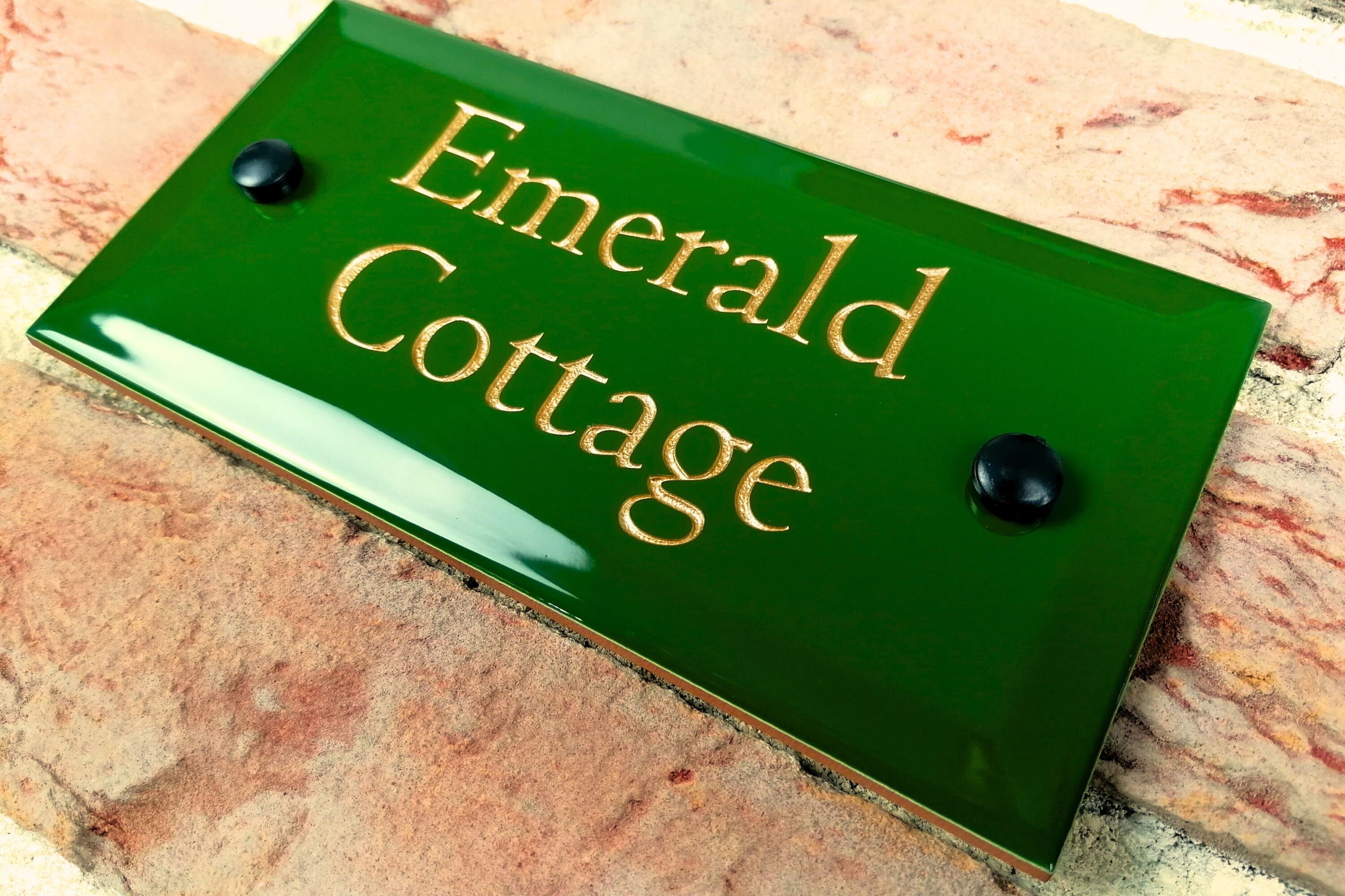 Engraved Green Ceramic Wall Tile | Address Sign Irish Handmade Door ...
