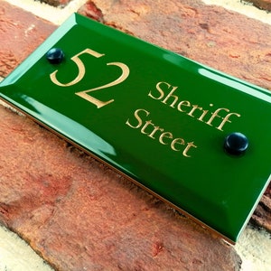 Engraved Emerald Green Ceramic Wall Tile Address Sign Irish Handmade ...
