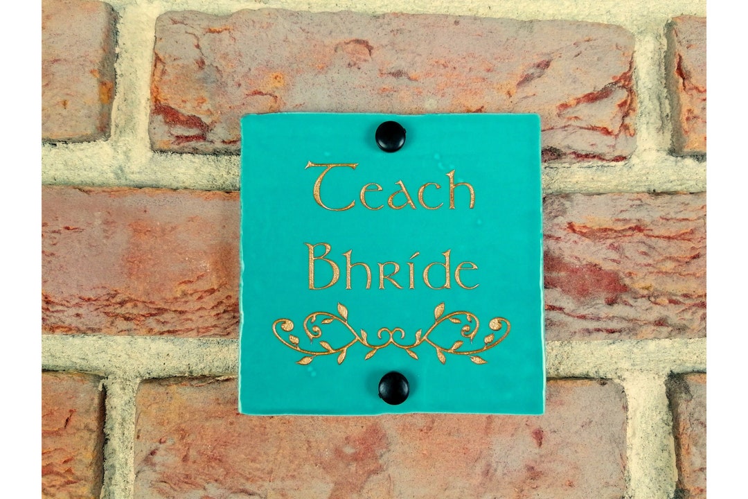 Engraved Ceramic Wall Tile Address Sign Irish Handmade Square Door ...