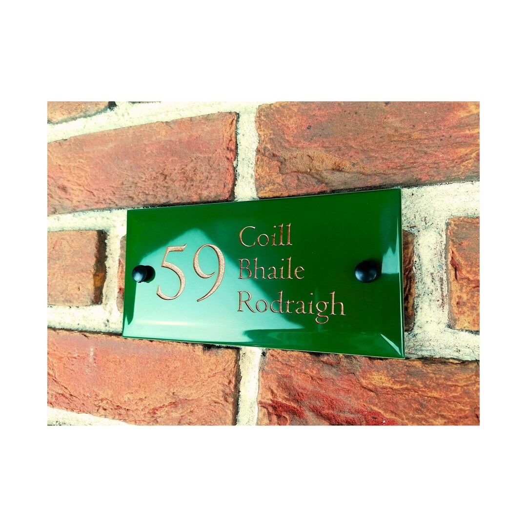 Engraved Green Ceramic Wall Tile | Address Sign Irish Handmade Door ...