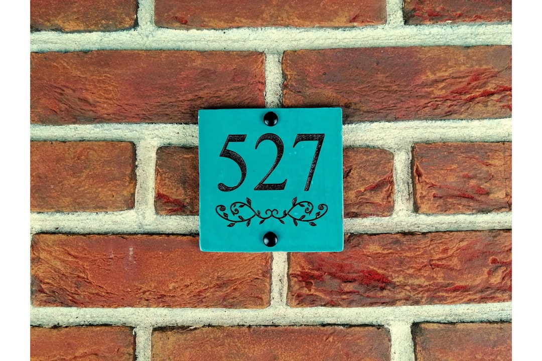 Engraved Ceramic Wall Tile Address Sign | Irish Handmade Square Door ...