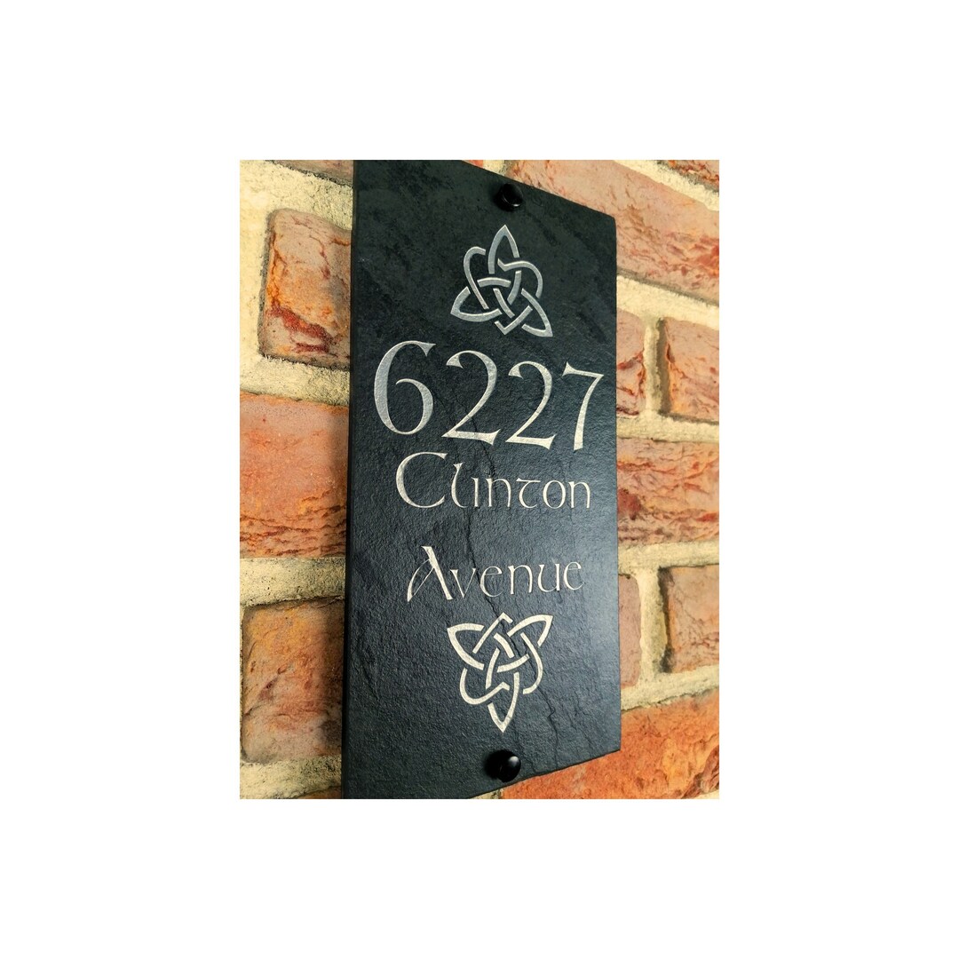 Deep Engraved Rustic Handmade | Natural Slate House Sign | Celtic Knot ...