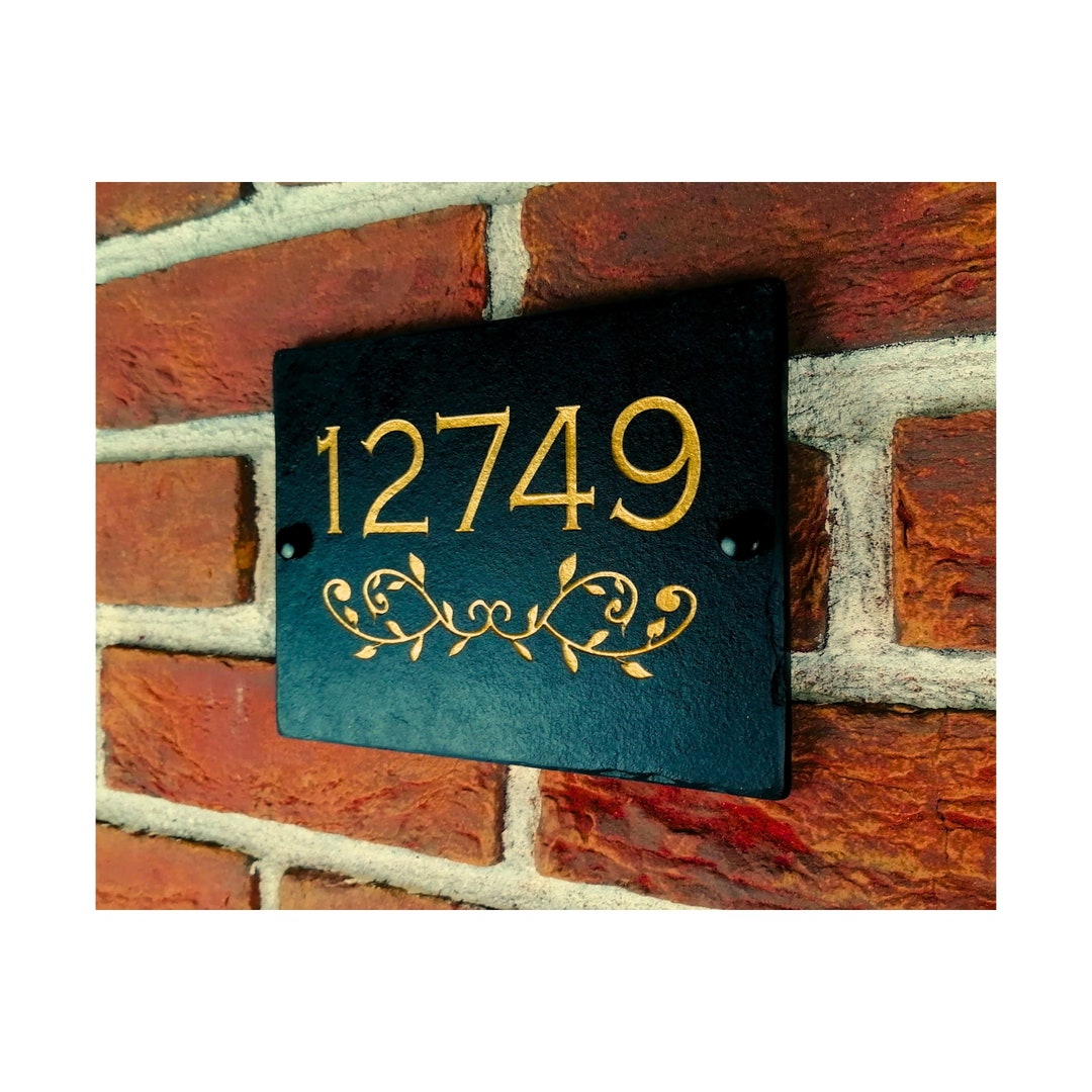 Rustic Natural Slate House Sign Plaque Door Number Street Name ...