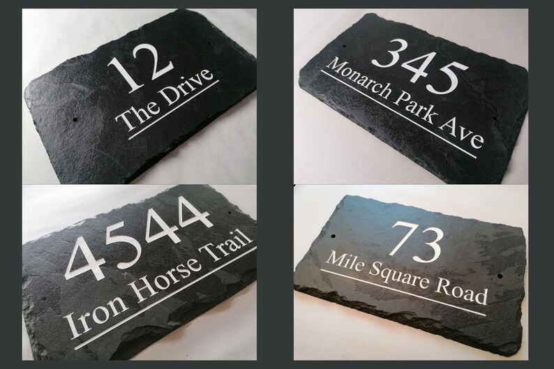 Rustic Natural Slate House Sign Plaque Door Number Street Name - Etsy