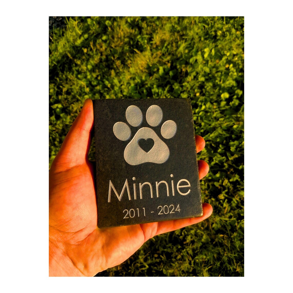 Personalised Custom Pet Paw Print | Engraved Natural Slate Memorial ...