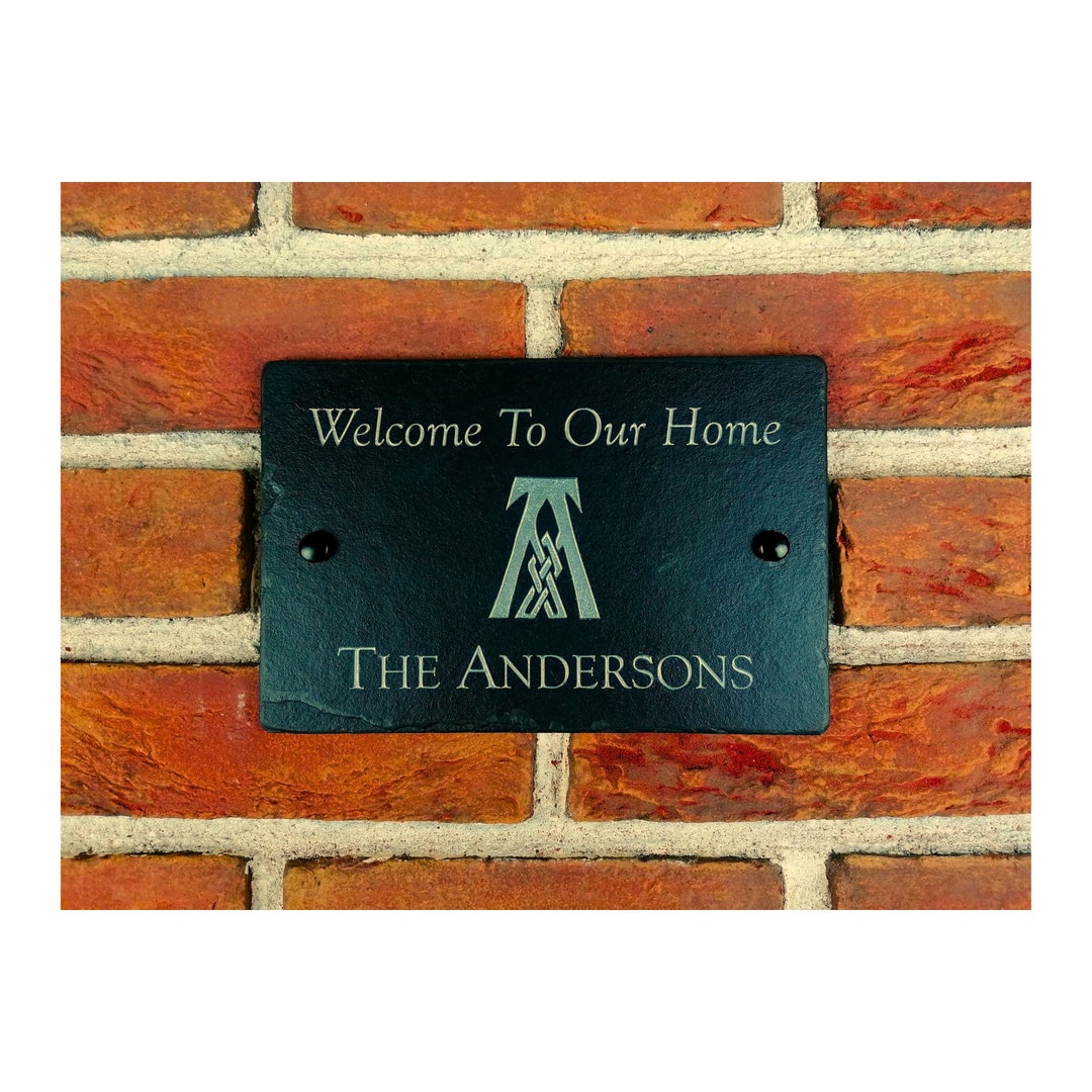 Handmade Deep Engraved | Rustic Natural Slate House Sign | Family Home ...