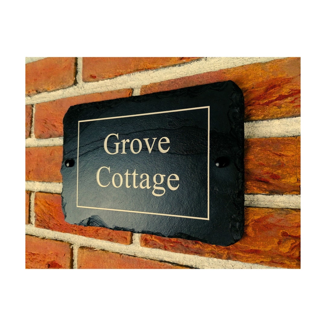 Handmade Deep Engraved Rustic Natural Slate House Sign Plaque Door ...