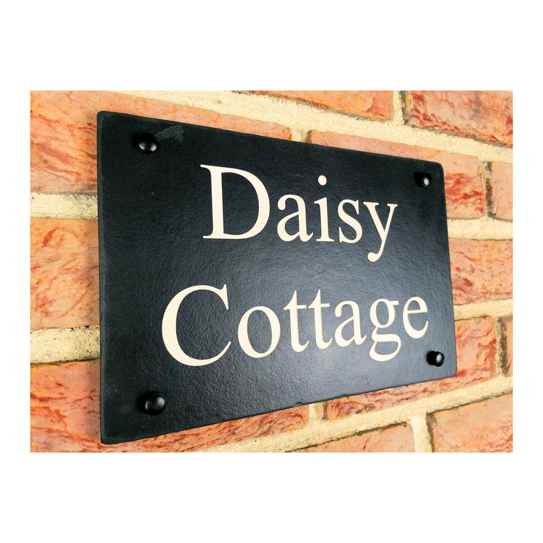 Handmade Deep Engraved Rustic Natural Slate House Sign Plaque Door ...