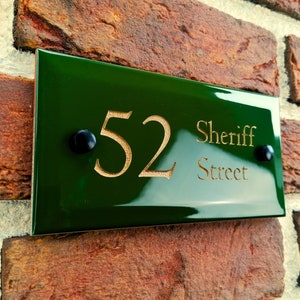 Engraved Emerald Green Ceramic Wall Tile Address Sign Irish Handmade ...