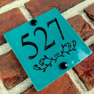 Engraved Ceramic Wall Tile Address Sign | Irish Handmade Square Door ...