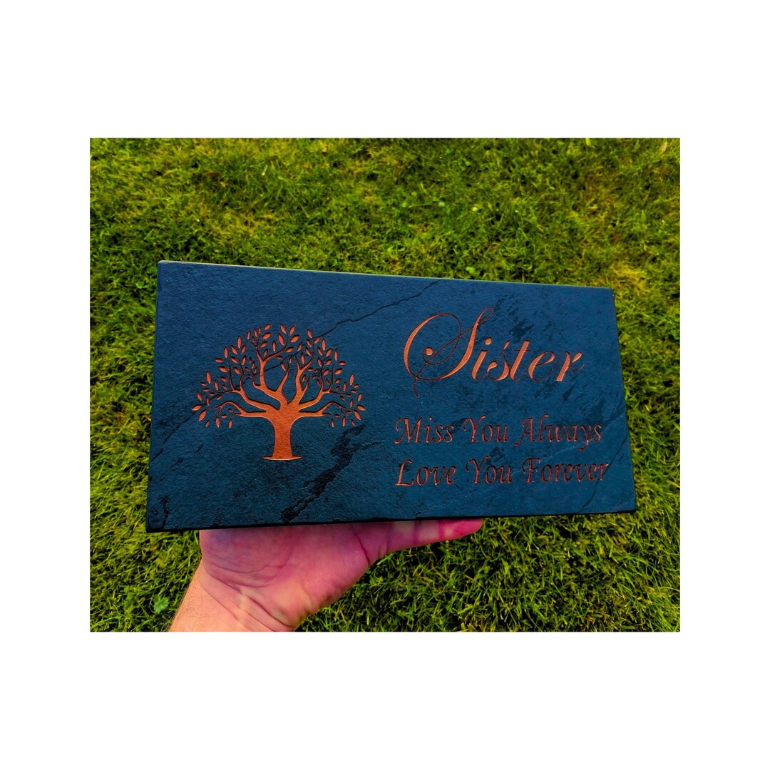 Grave Marker Memorial Plaque | Engraved Natural Slate | Custom ...