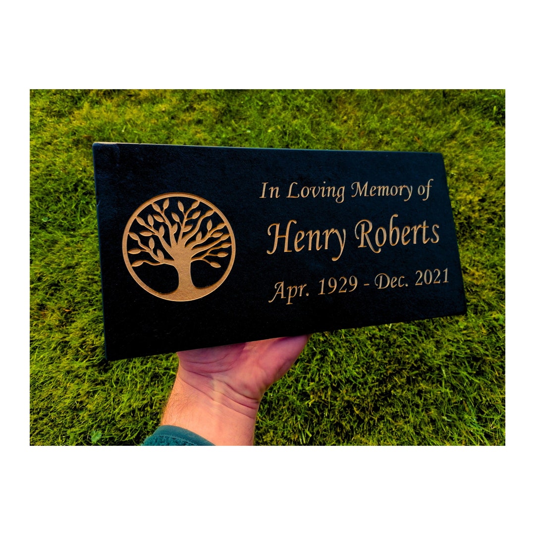 Grave Marker Memorial Plaque | Engraved Natural Slate | Custom ...