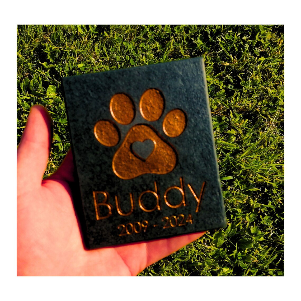 Personalised Custom Pet Paw Print | Engraved Natural Slate Memorial ...
