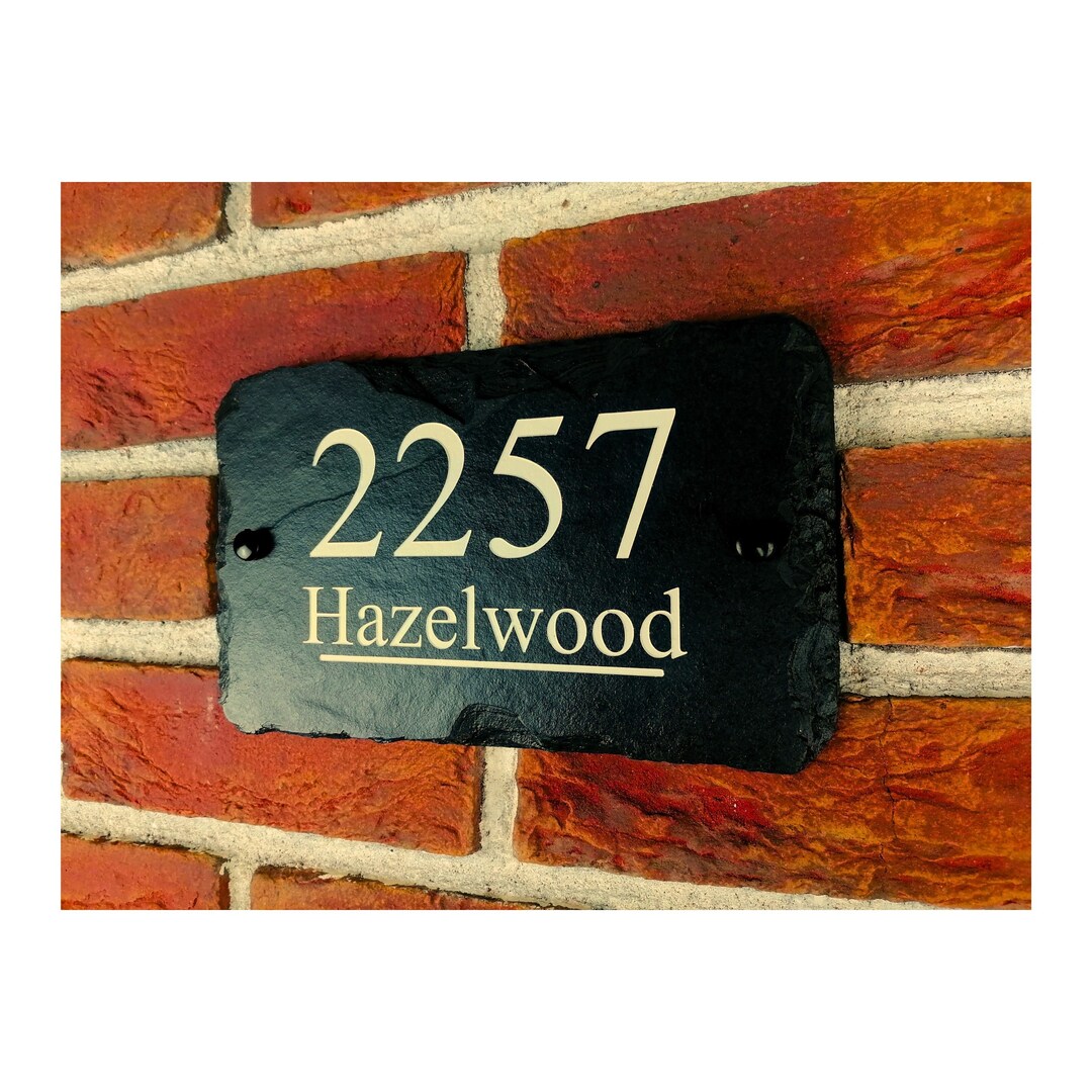 Rustic Handmade Deep Engraved Natural Slate | House Sign Plaque Door ...