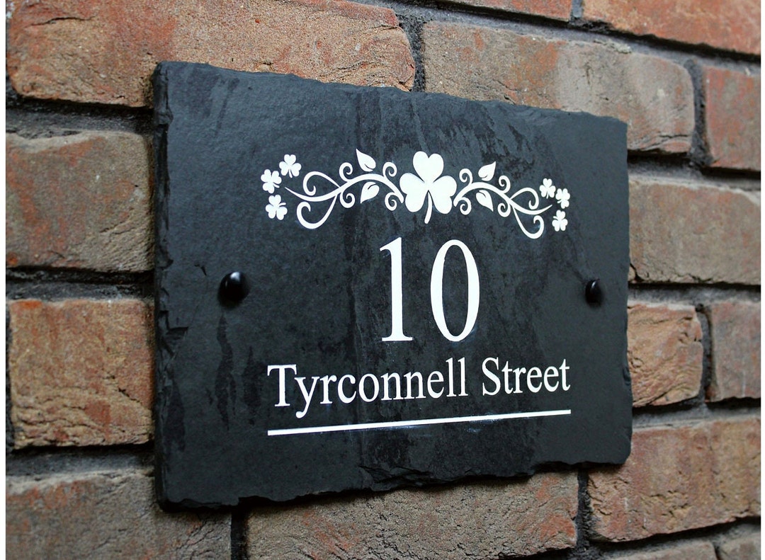 Rustic Natural Slate House Sign Plaque Door Number Street Name ...