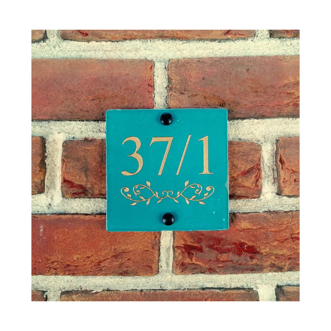 Engraved Ceramic Wall Tile Address Sign | Irish Handmade Square Door ...