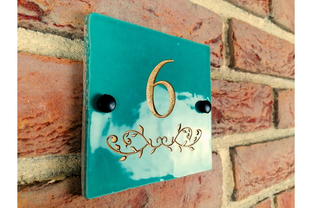 Engraved Ceramic Wall Tile Address Sign Irish Handmade Square Door ...