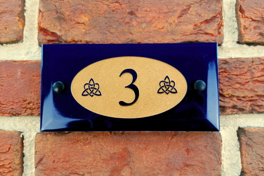 Engraved Blue Ceramic Wall Tile | Address Sign Irish Handmade Door ...