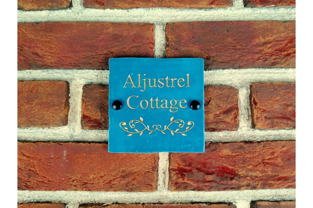 Engraved Ceramic Wall Tile Address Sign | Irish Handmade Square Door ...