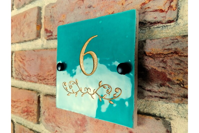 Engraved Ceramic Wall Tile Address Sign Irish Handmade Square Door ...