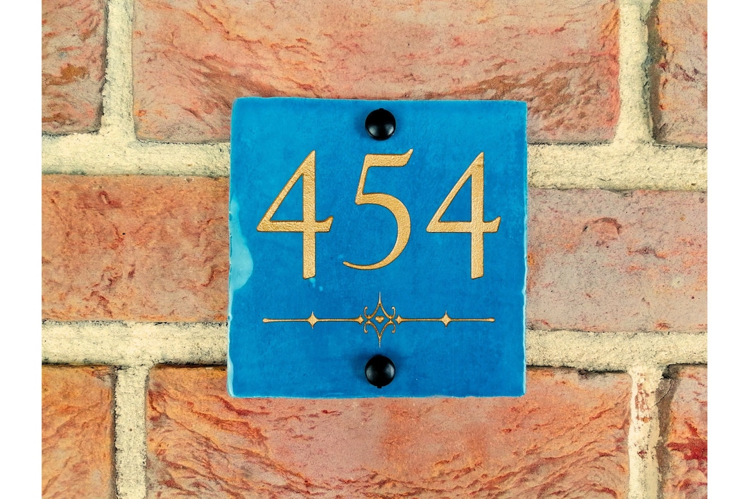 Engraved Ceramic Wall Tile Address Sign Irish Handmade Square Door ...