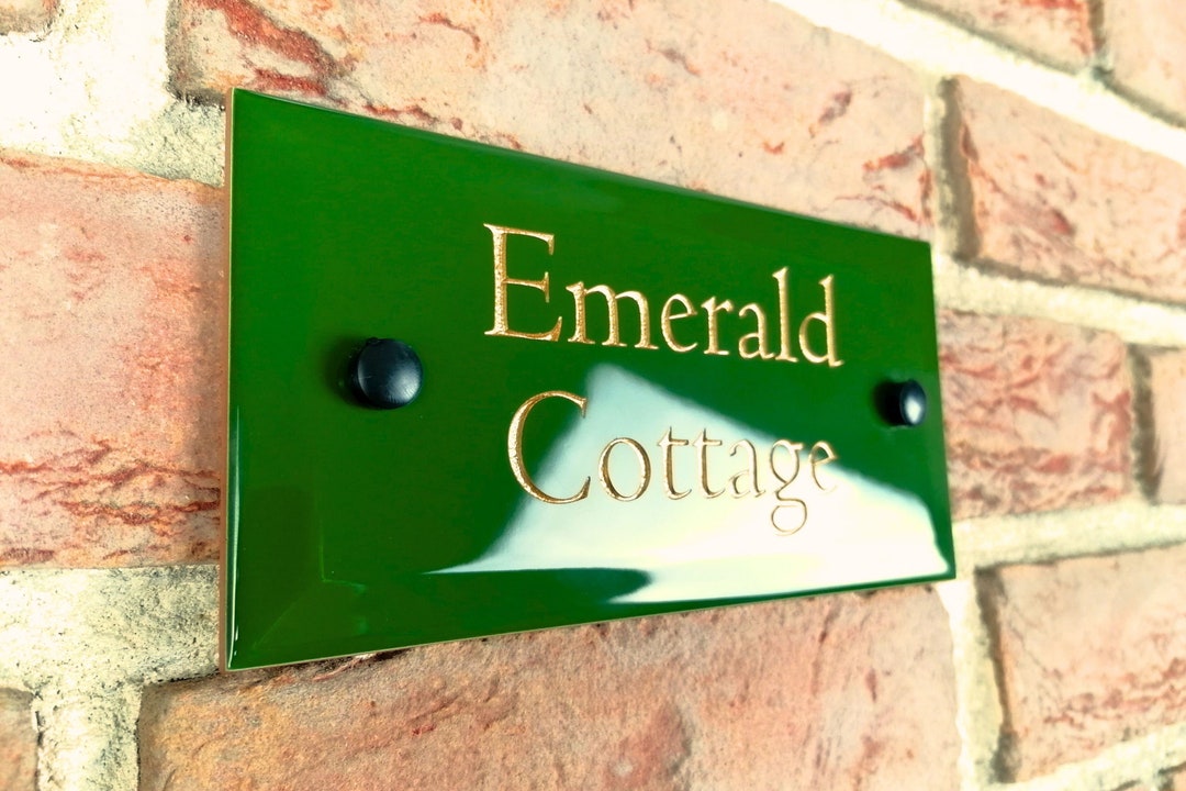 Engraved Green Ceramic Wall Tile | Address Sign Irish Handmade Door ...