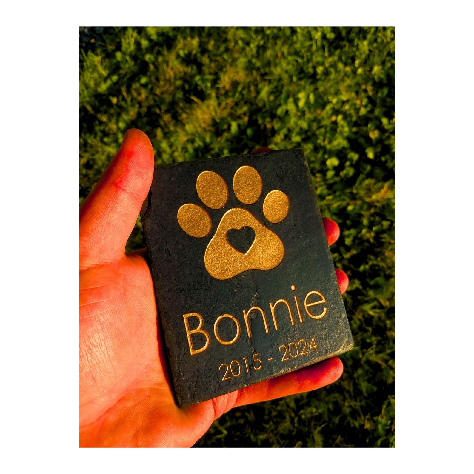 Personalised Custom Pet Paw Print | Engraved Natural Slate Memorial ...