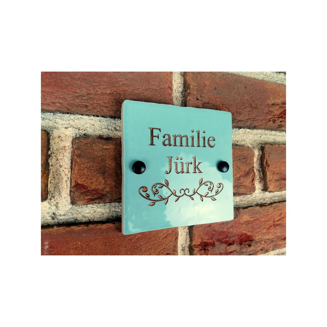 Engraved Light Green Ceramic Wall Tile Address Sign Irish Handmade ...